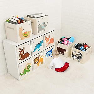 CLCROBD Foldable Animal Cube Storage Bins Fabric Toy Box/Chest/Organizer for Toddler/Kids Nursery, Playroom, 13 inch (Deer)