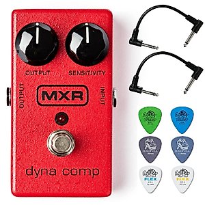 Briskdrop MXR M102 Dyna Comp Compressor Pedal Bundle with 2 Patch Cables and 6 Dunlop Picks