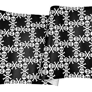 Yifely Black White Skull Shelf Liner Countertop Door Sticker Vinyl Drawer Covering Paper Protective Table-top Surface 17.7inch by 9.8 Feet