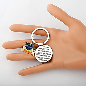 WSNANG Graduation Gift Always Remember You Are Braver Stronger Smarter Than You Think Keychain Inspirational Graduates Gift (Graduation Keychain)