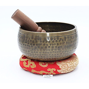 Tibetan Hand Hammered LINGAM Singing Bowl Set- For Meditation, Yoga, Sound Therapy, Spiritual Healing, Prayer, Mind and Body Relaxation