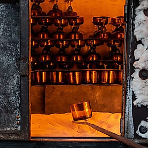 Bluecorn Beeswax Candle in Artisan Blown Glass. 100% Pure, Unscented Raw Beeswax Candle in 100% Recycled Glass. Non-Toxic. Handmade in Colorado. 3-Wick Candle in 22 oz Amber Glass.