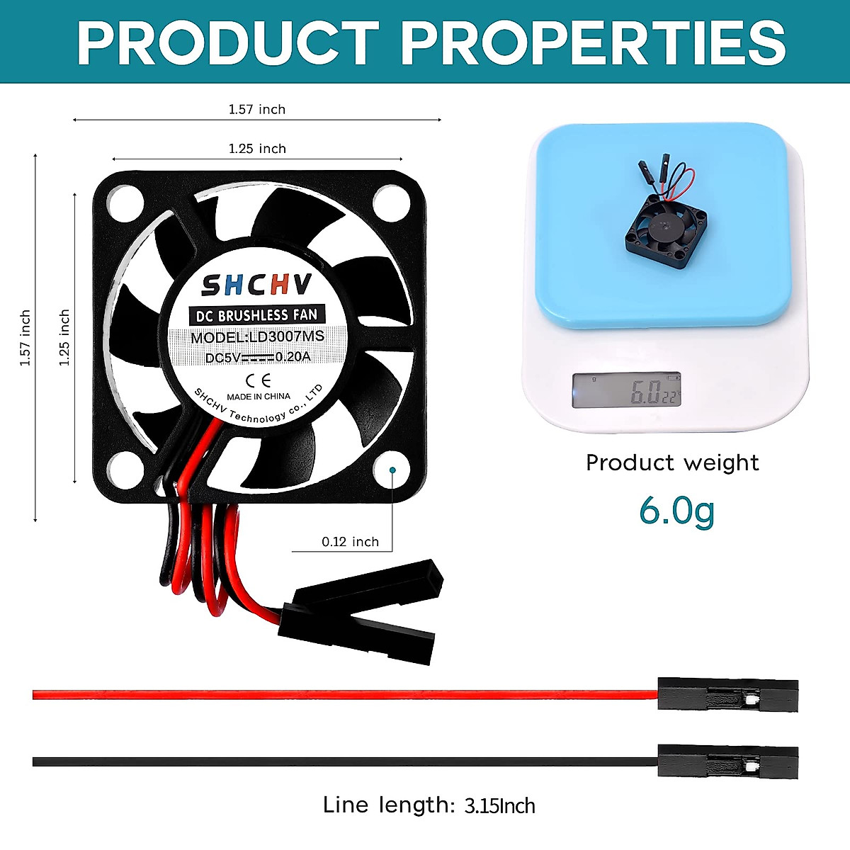 6PCS Raspberry Pi Fan DC Brushless Cooling Fan 3.3V 5V Heatsink Cooler Separating Terminal for Raspberry Pi 4B / 3B+ / 3B/ Zero/Zero W or Other Robot Project