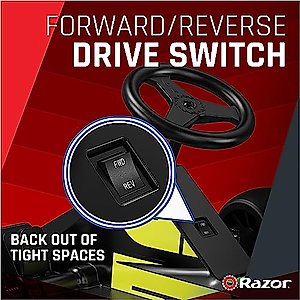 Razor Ground Force Elite-Electric Go-Kart for Ages 13+, Up to 14 MPH, Up to 40 Minutes of Continuous Use, 350-watt Chain-Driven Motor, Forward/Reverse Drive Switch, 36V Rechargeable Battery,Black, Large