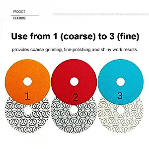 SHDIATOOL 4 - Inch Diamond polishing Pads 3-Step 1 Set for Marble Stone 3PCS 100mm