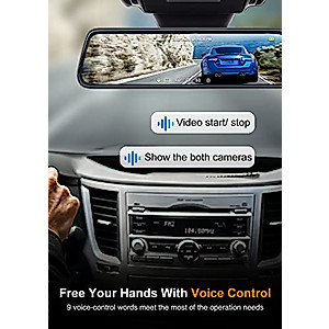 ThiEYE 4K Mirror Dash Camera 10'' Touch Screen, Carview 4 Dual Dash Cameras Front and Rear Lens,Super Night Vision,Parking Monitoring,Reversing Assistance, Voice Control & GPS