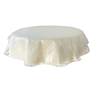 Benson Mills Heavy Duty Clear Plastic Tablecloth Protector, 100% Waterproof Table Cloth, Oil Spill Proof, Table Cover for Dining Tables, Parties and Holidays (70" Round)