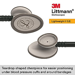 3M Littmann Lightweight II S.E. Stethoscope, Black Tube, 28 Inch, 2450 & 40007 Stethoscope Identification Tag, Black