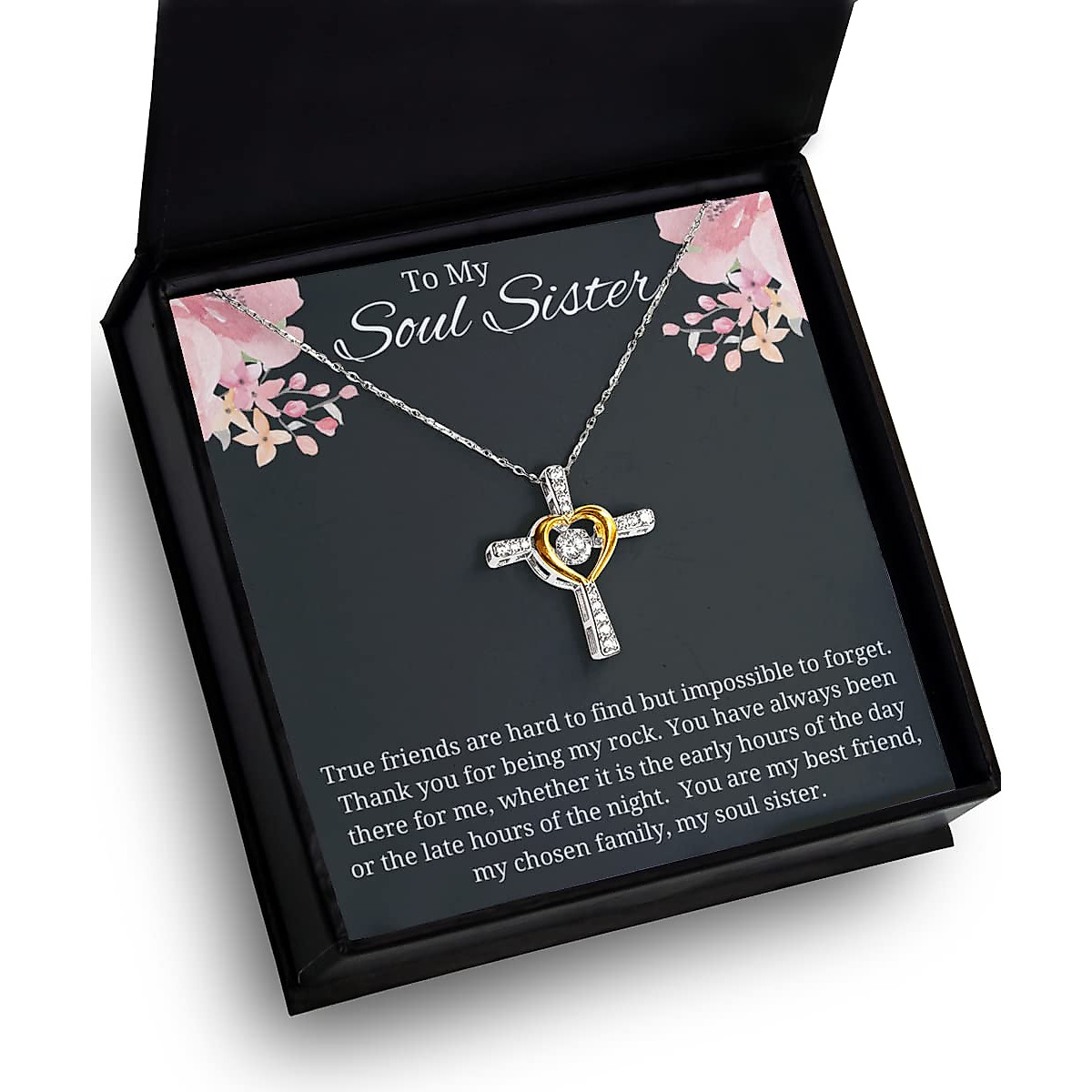 To My Soul Sister, Beautiful Cross Necklace, 925 Sterling Silver, Necklace Gifts For Best Friend, Necklaces For Bestie, Sister In Law Gifts, Gifts For Unbiological sister, BFF Gift