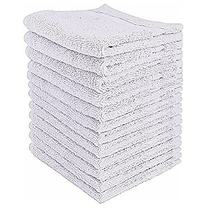 16 Pack Washcloth 100% Cotton, White 11 x 11 inches Premium Spa Quality, Super Soft and Absorbent for Gym, Pool, Spa, Salon and Home