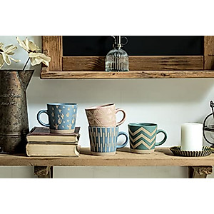 Buren Ceramics 14oz Coffee Mugs Set of 4, Perfect for Latte, Green Tea, Cappuccino and Beverages. Microwave and Dishwasher Safe Cups. Modern Theme Matte Finish, Makes a Great Gift