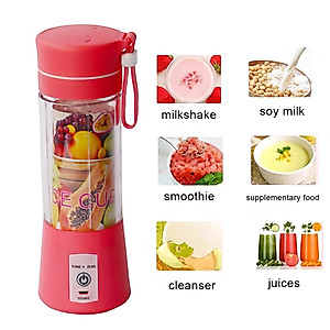 Portable Blender-Fruit & Vegetable Juicer-For Travel Sports Kitchen-380Ml With 6 Blades-WENPIC Food Mixer-For Shakes And Smoothies，Juice, Baby Food, Etc. (Pink)