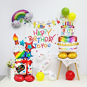 Happy Birthday Balloon Large Size Standing Birthday Balloon，Birthday Party Decorations Supplies Birthday Cake Balloon and Birthday Gift Balloon