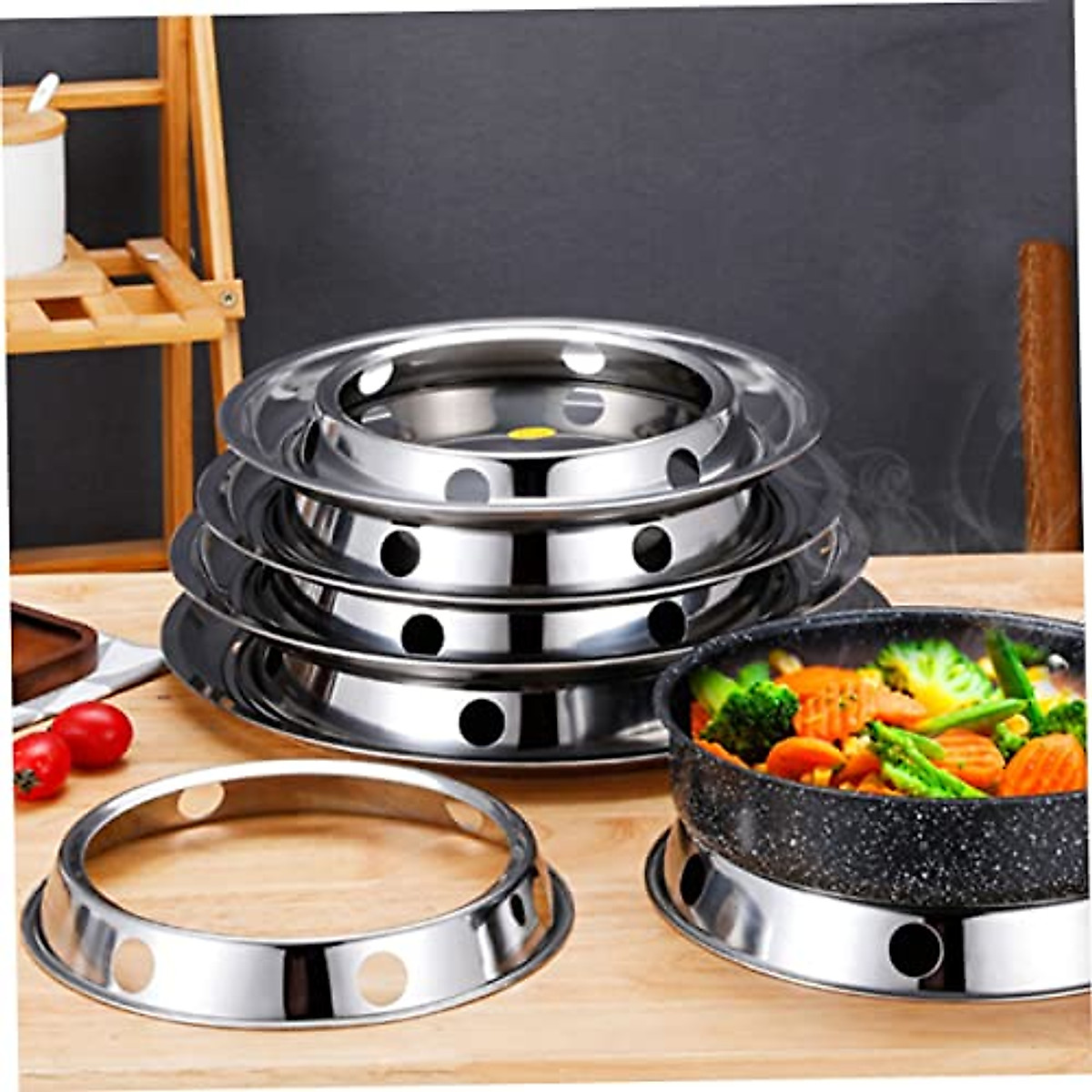 GANAZONO 2pcs Gas Stove Wok Ring Round Stand Stainless Steel Fry Pan Wok for Electric Stove Wok Support Rack Wok Support Stand Gas Stove Pot Rack Metal Rack for Pot Gas Stove Bracket Metal