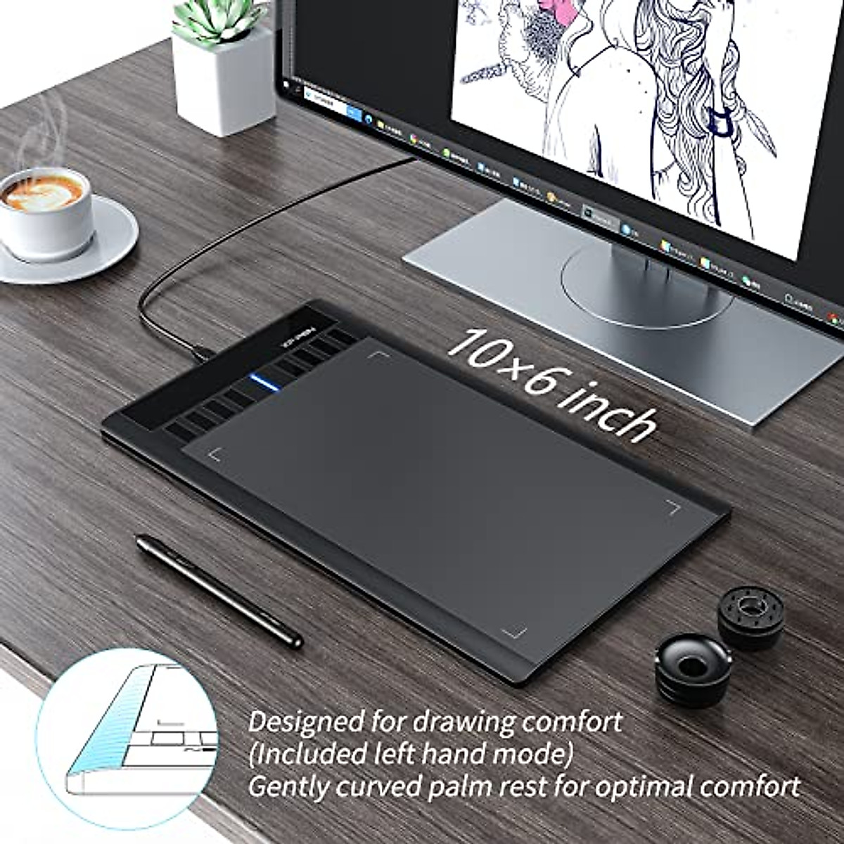 XPPen Star03 V2 Drawing Tablet Graphics Drawing Pen Tablet with 8192 Levels Pen Pressure Battery ...