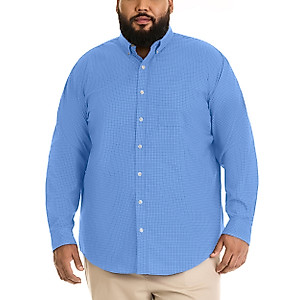 Van Heusen Men's Big Wrinkle Free Long Sleeve Button Down Shirt, Riviera Blue, 5X-Large Tall