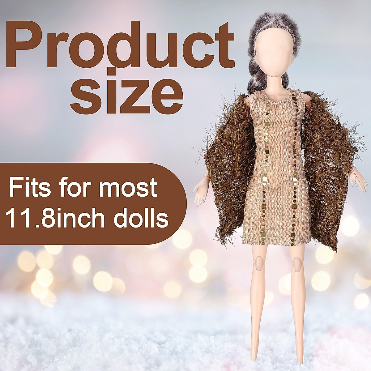 Bencailor 3 Sets Christmas Doll Clothes and Accessories Set for 11.8 Inch Girl Boy Doll Christmas Clothing Set Xmas Costume Doll Outfit Dress for Christmas Party Decoration Girl Gift (Elegant Style)