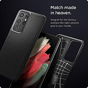 Spigen Liquid Air Case Compatible with Samsung Galaxy S21 Ultra - Black - 6.8 Inches