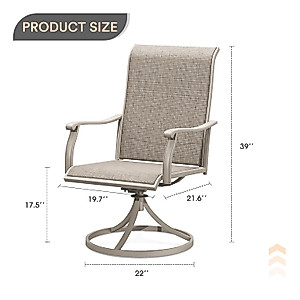 VICLLAX Patio Swivel Dining Chairs Outdoor Chairs with Armrest, Textilene Fabric Outdoor Patio Chair Set of 2, Sandshell Frame