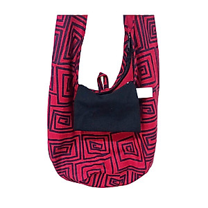 Lovely Creations's Hippie Boho New Elephant Crossbody Bohemian Gypsy Sling Shoulder Bag"Small" Size (Square Red)