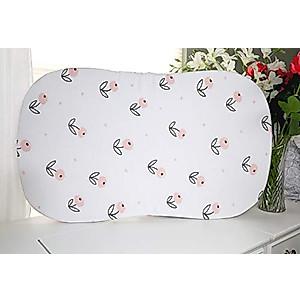 Bassinet Sheets for Baby Girl Set of 2 by Tansy Panda - Ultra Soft, Breathable, 100% Organic Cotton - Compatible with Halo, Hourglass, Rectangle Bassinet Mattress Pad - Pink and White Floral