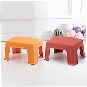 Veemoon 1pc Plastic Stool Kid Stool Plastic Foot Stool Step Stool for Adults Creative Footstool Household Stool Anti-Skid Stool Pp Thicken Orange Square Stool Baby Kids' Step Stools