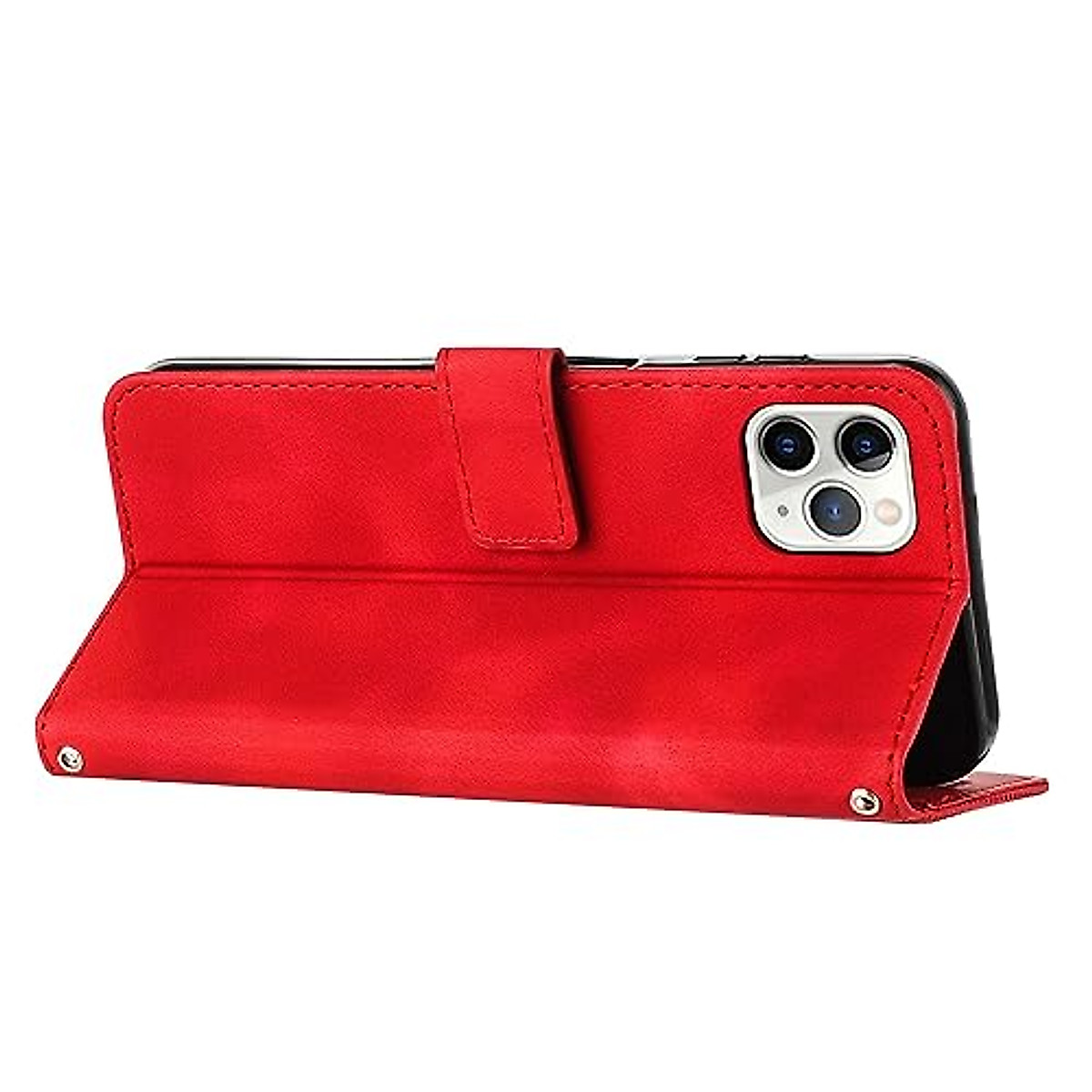 FACSER Flip Shockproof Case Compatible with iPhone 11 Pro Max Wallet Flip Phone Case Card Slot Holder Flip Cover Phone Case Wrist Strap Phone Case Compatible with iPhone 11 Pro Max (Color : Vermelho)