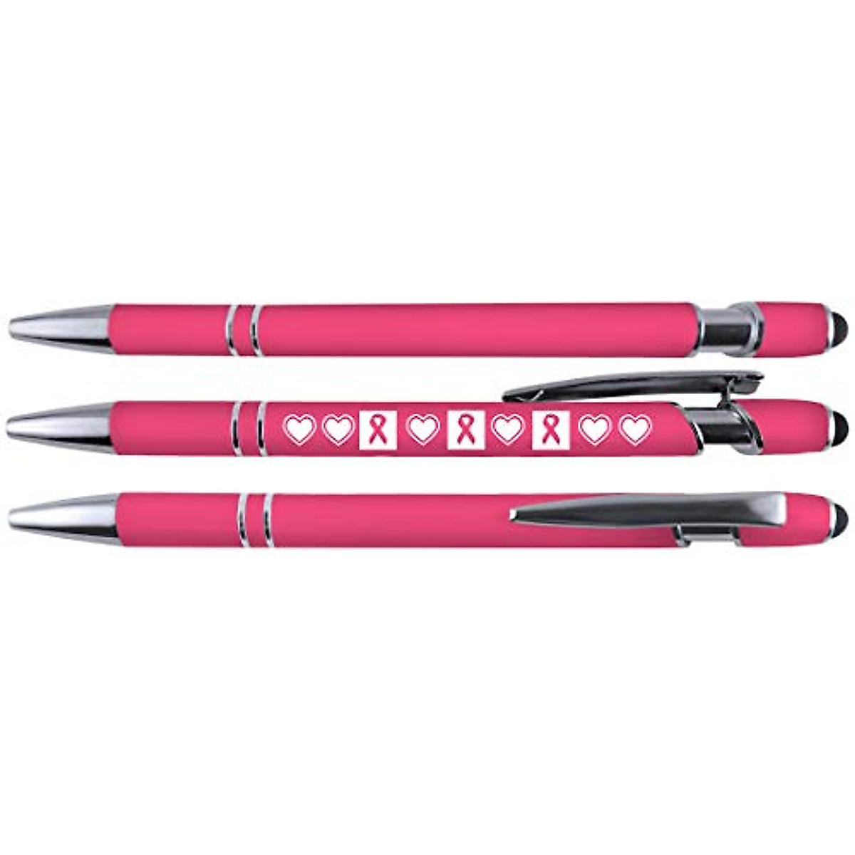 Greeting Pen Breast Cancer Awareness Pens- Soft Touch, 3 Design 6 Pen Set 36082