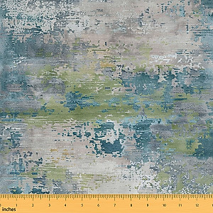 Erosebridal Watercolor Abstract Fabric by The Yard,Teal Blue Green Tie Dye Upholstery Fabric for Chairs Modern Grunge Pastel Aesthetic Waterproof Fabric Ombre Gradient Decorative Fabric,1 Yard