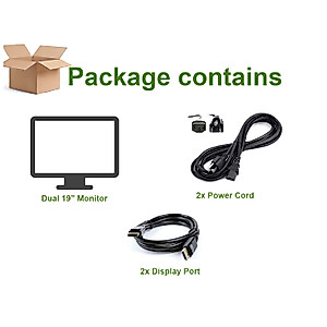 Dell Dual P1913T Wide Screen 19 inch Desktop Computer Tower Monitor for Home Office, LED Backlit Display, (VGA, Display, DVI Ports) 5ms Response time (Renewed)