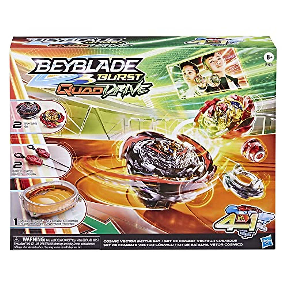 BEYBLADE Burst QuadDrive Cosmic Vector Battle Set - Battle Game Set with Beystadium, 2 Battling Top Toys and 2 Launchers for Ages 8 and Up