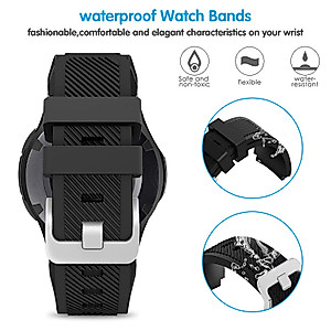 Compatible for Samsung Galaxy Watch 3 45mm Band - Gear S3 Frontier & Classic Bands/ Galaxy Watch 46mm bands, 22mm Soft Silicone Replacement Black Bands Sports Straps Breathable Men and Women
