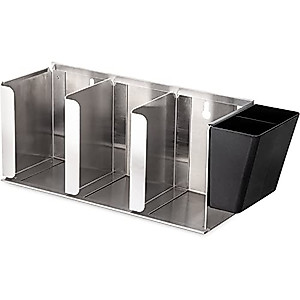 San Jamar Lid Organizer with Adjustable Dividers for Restaurants and Fast Food, Plastic, 14.5 Inches, Silver