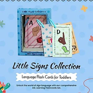 Little Signs Collection Sign Language Flash Cards - American Sign Language Flash Cards for Kids - Montessori Educational Toys - ASL Flash Cards for Babies, Toddlers, or Kids - 1 to 4 Years