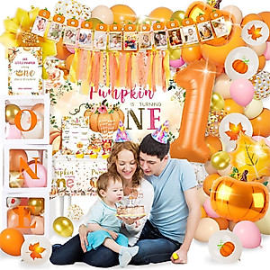 MOVINPE Pumpkin 1st Birthday Decorations, Little Pumpkin First Birthday decor Party Supplies, Autumn Fall Little Pumpkin Turning One Halloween Thanksgiving First Birthday Decor