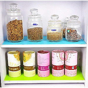 MULLSAN Can be Cut Wire Shelving Papers Mats Vinyl Shelf Liners for Kitchen Cabinets,Drawer,Refrigerator Lining,17.7''X60'' (Blue)