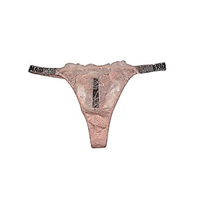 Victoria's Secret Very Sexy Rhinestones Bombshell Shine Strap Brazilian Lace Thong Panty Color Pink Size Medium New