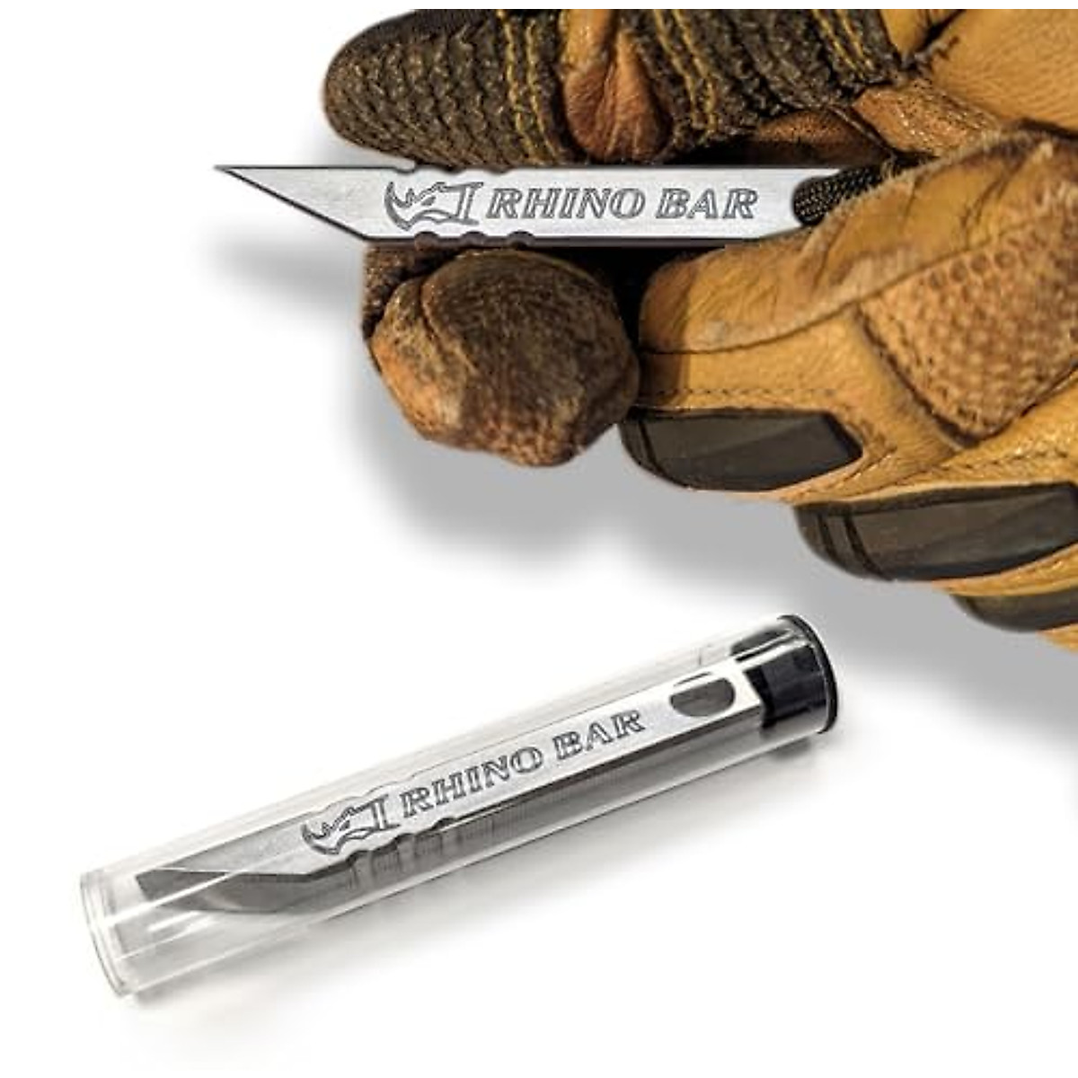 Milspin Rhino Bar EDC Stainless Steel Mini Pry Bar Multi tool Keychain with Screw Driver, Box Opener and Minimalist Tool Features, Made in The USA