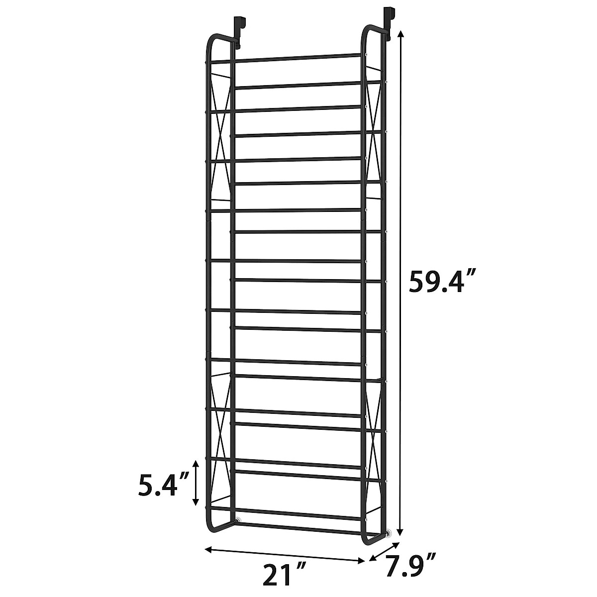 JSB 10 Tier Shoe rack Mesh fabric Over The Door Shoe Organizer X-structure Trouser hangers Closet Pantry Hanging Shoe Clothes Toys Storage Shelves (Black, 10 Tier)