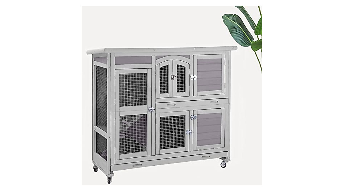 MEDEHOO Two-Story Rabbit Hutch - Easy to Clean & Move