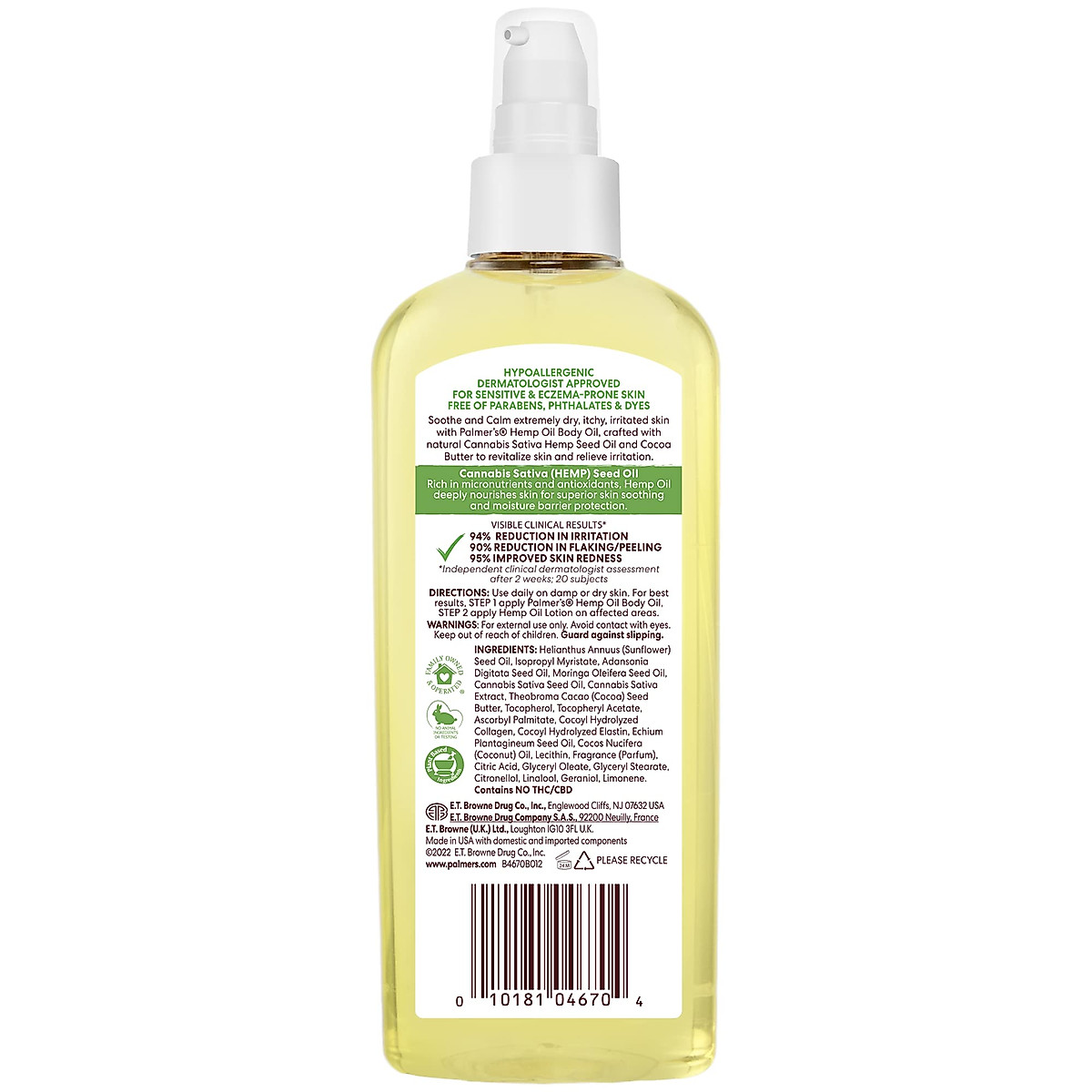Palmer's Cocoa Butter Formula Hemp Oil Calming Relief Body Oil, 5.1 Ounces