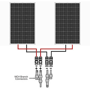 Sun YOBA 2 Pairs T/Y Branch Cable Connectors 2 to 1 Cable Splitter for Solar Panel System Connectors MMF and FFM Splitter Coupler Wire Branch