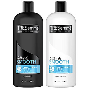 TRESemme Shampoo and Conditioner Set, Silky & Smooth, Argan Oil with Vitamin E, Anti Frizz Hair Products, 28 Fl Oz each