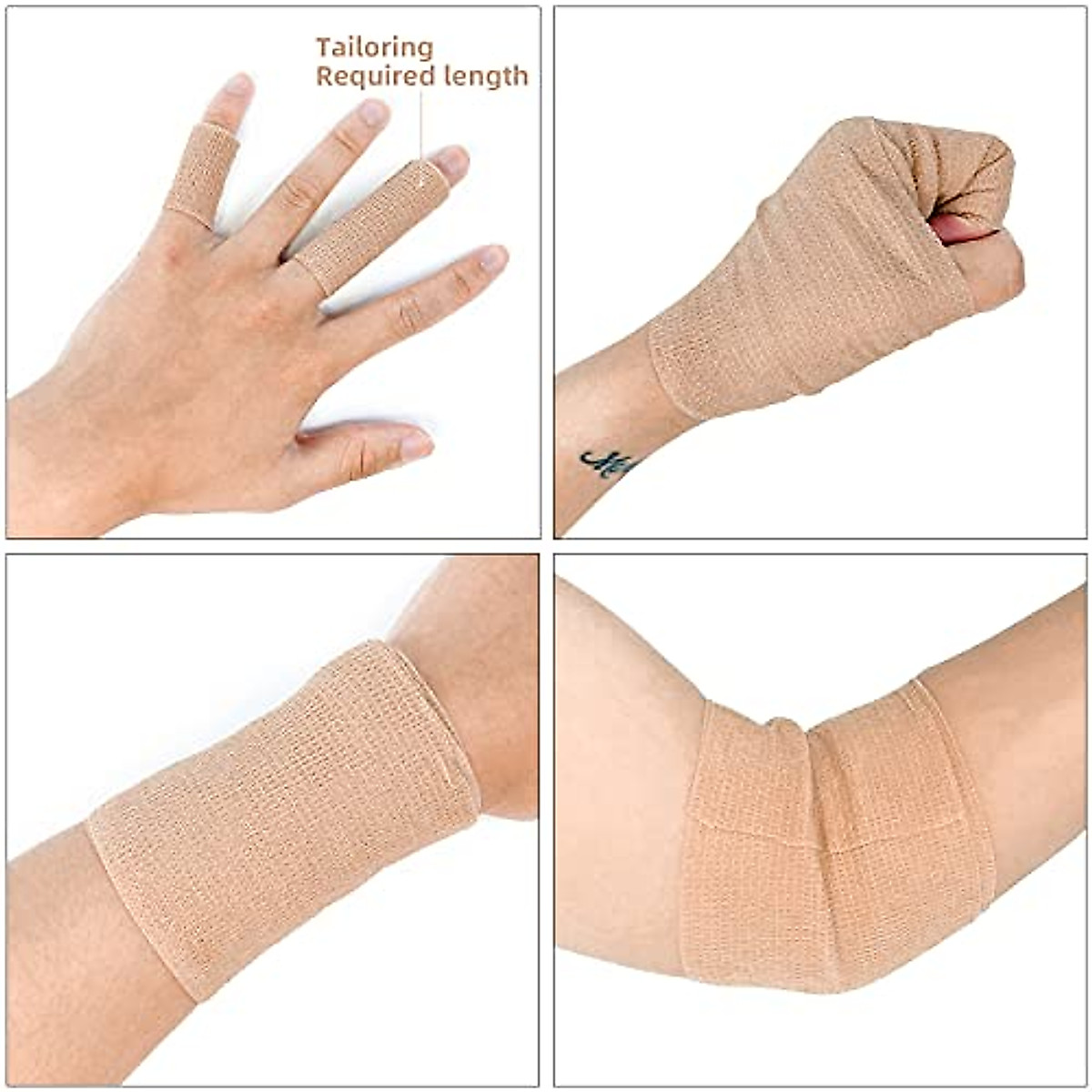 [8 Pack 4" x 5 Yards] Carbou Self Adhesive Cohesive Bandage Wrap, Self Adherant Non-Woven Wrap Rolls, Atheletic Tape for Wrist, Ankle, Hand, Leg, Premium-Grade Medical Stretch Wrap