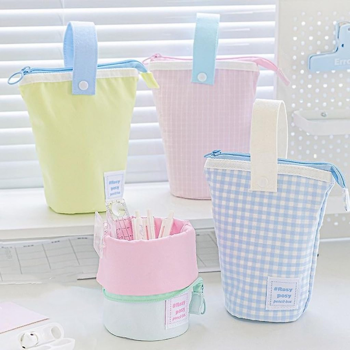 TANG QIRA Big Capacity Pencil Pen Case Office College Large Storage High Capacity Bag Stang up Pouch Holder Box Organizer, Cosmetic Bag, Cute Stationary Gift (Green)