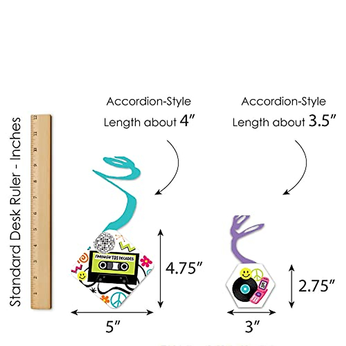 Big Dot of Happiness Through the Decades - 50s, 60s, 70s, 80s, and 90s Party Hanging Decor - Party Decoration Swirls - Set of 40