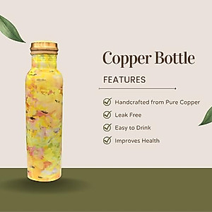Perilla Home Copper Water Bottle 34 Oz Leak Proof 100% Pure - An Ayurvedic Copper Vessel - Drink More Water And Enjoy The Health Benefits Immediately/Yoga Bottle (Printed 5)