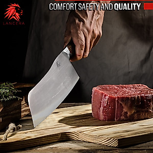 Cleaver Knife 7 Inch Stainless Steel - Professional Chef Knife With Pakka Wood Full Tang Handle, Heavy Duty Blade For Home Kitchen And Restaurant