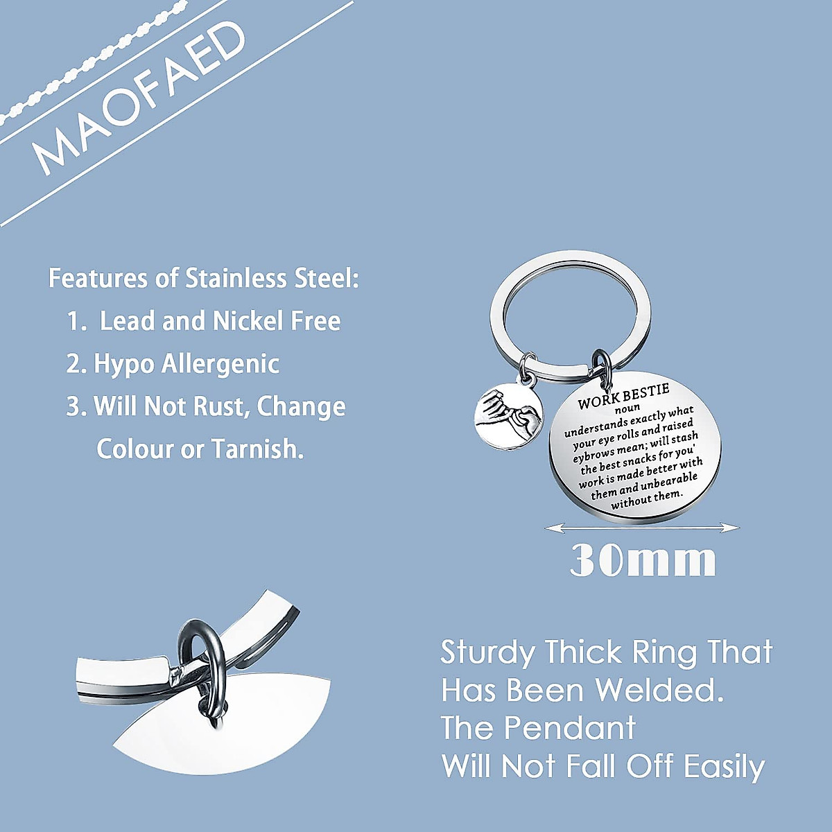 MAOFAED Work Bestie Gift Work Bestie Keychain Coworker Gift Best Friend Gift Work Friend Gift for Her (work bestie noun)