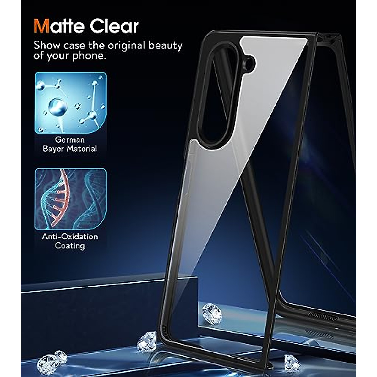 Z Fold 5 Case for Samsung Galaxy Z Fold5 5G, Slim Ultra-Thin Crystal Clear Acrylic PC Back Cover [Hinge][Transparent] Soft Silicone Bumper Full-Body Shockproof Protective Cases for Samsung Z Fold 5 5G